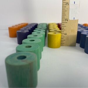 Toys | Vintage Kids Wooden String Beads Blocks Multicolor With 65 ...